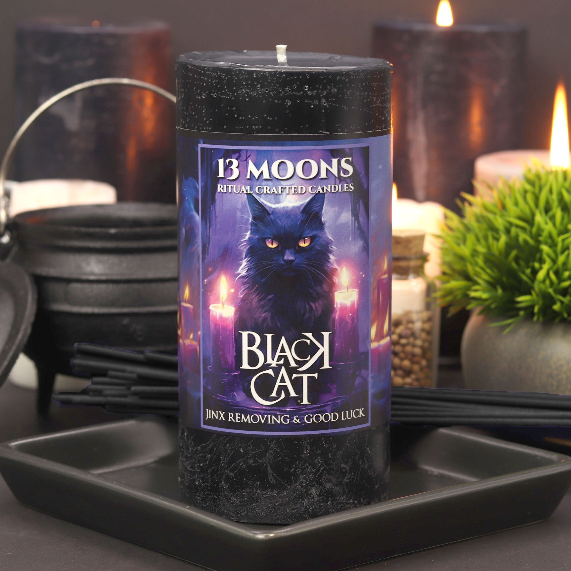 Black Cat Spell Candle | Wiccan Ritual Altar Candles