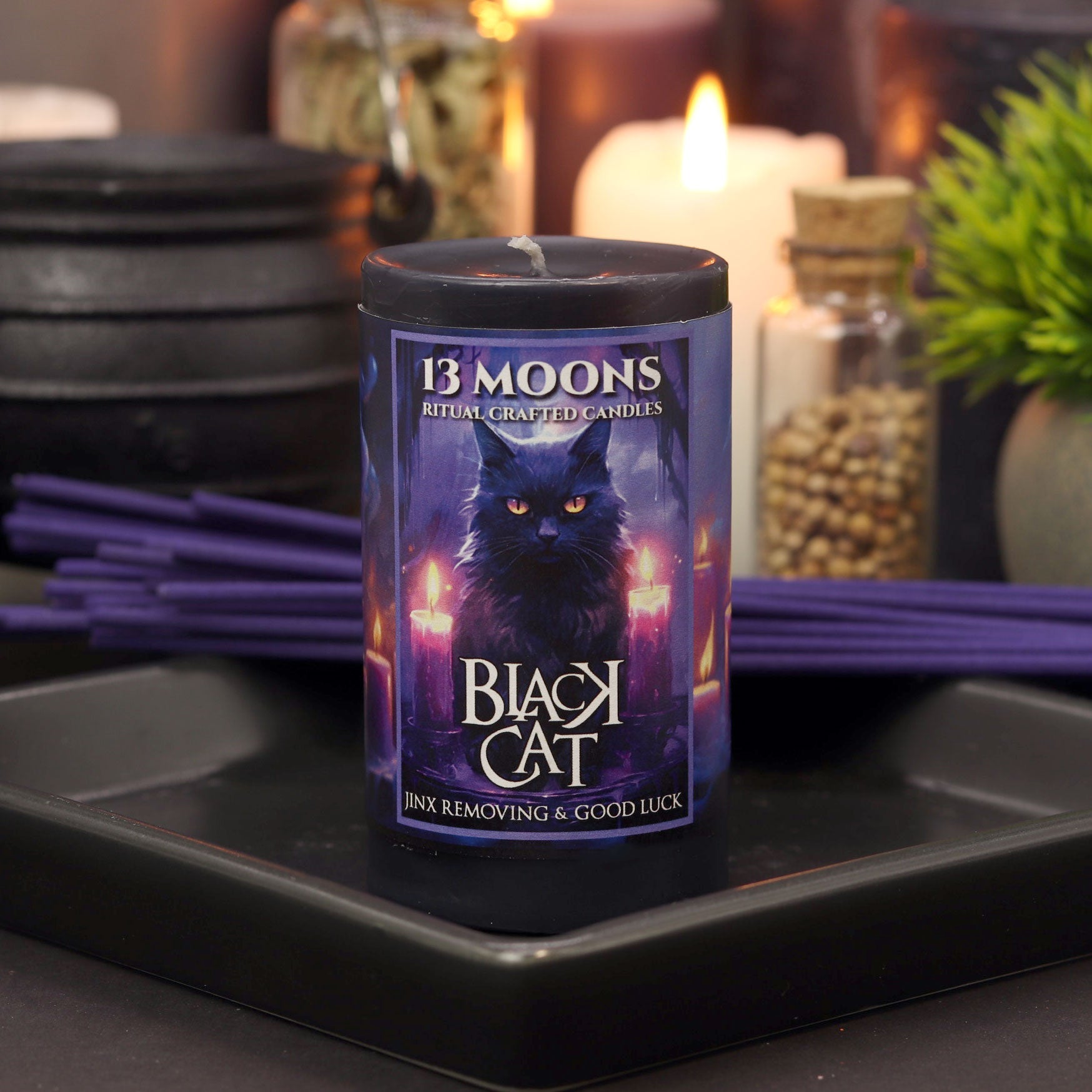 Black Cat Spell Candle | Wiccan Ritual Altar Candles