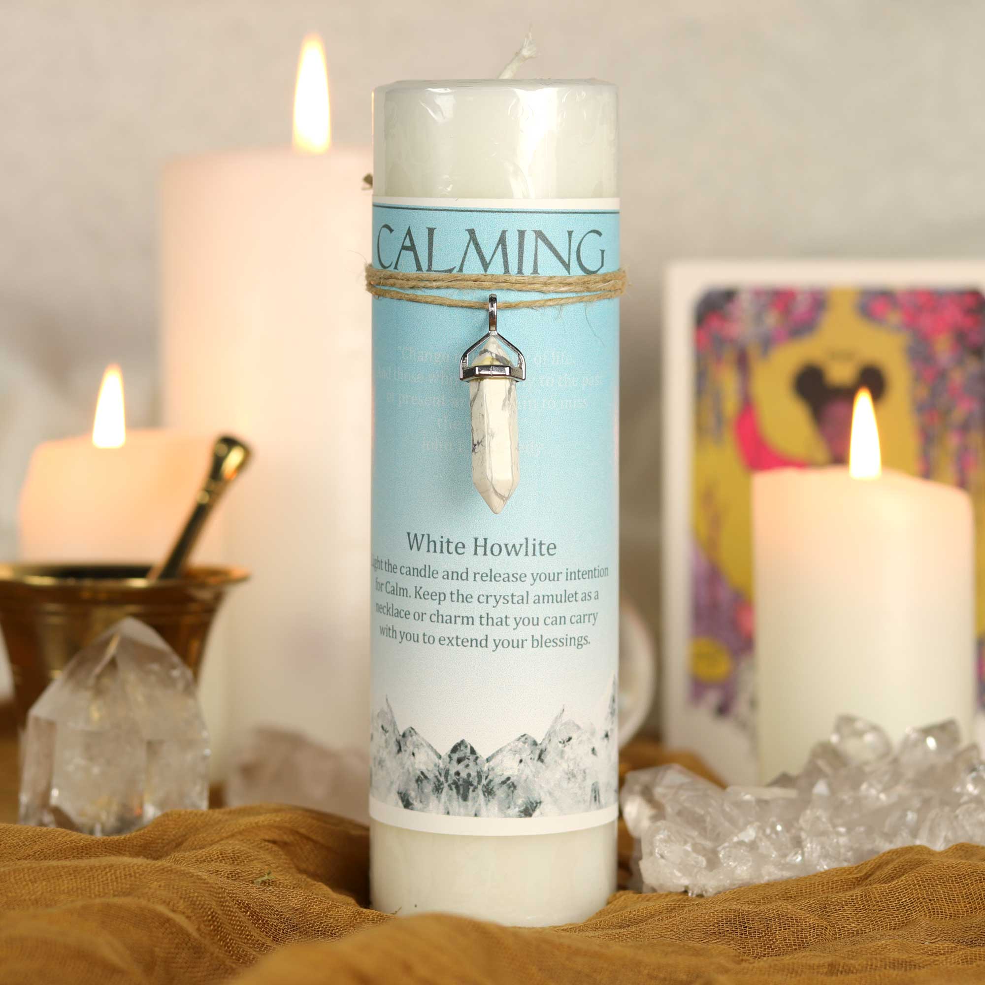 Crystal Energy Calming Candle with White Howlite Pendant