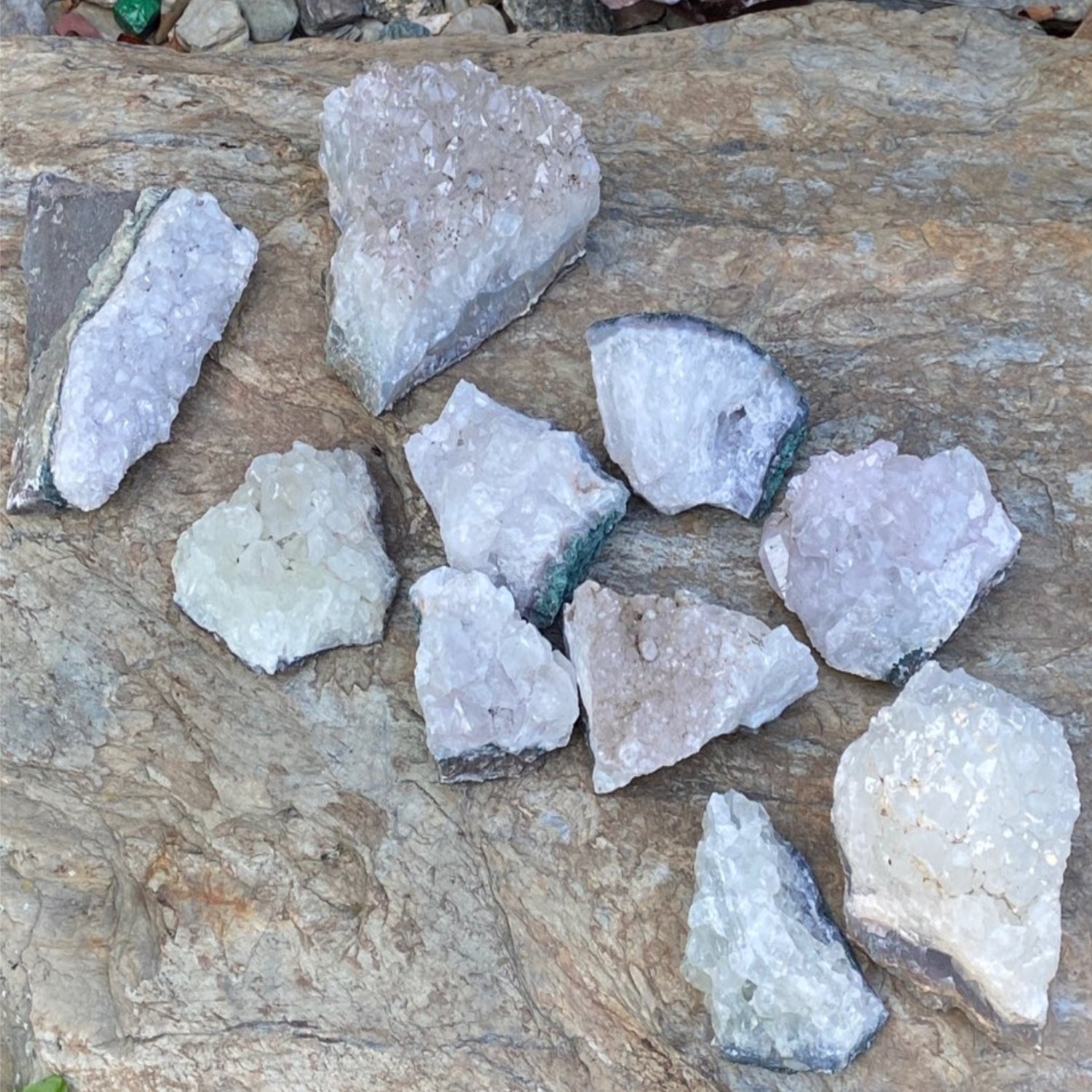 Quartz Clusters with Amethyst, Smoky & Crystal Quartz Formations